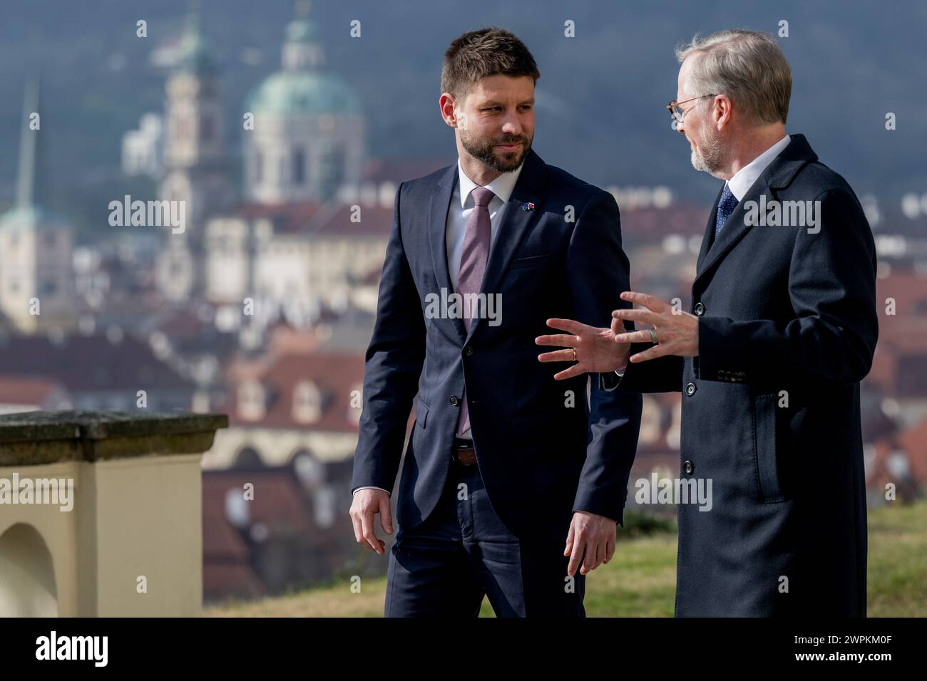 Czech Prime Minister Petr Fiala (right) meets Slovak National Council ...