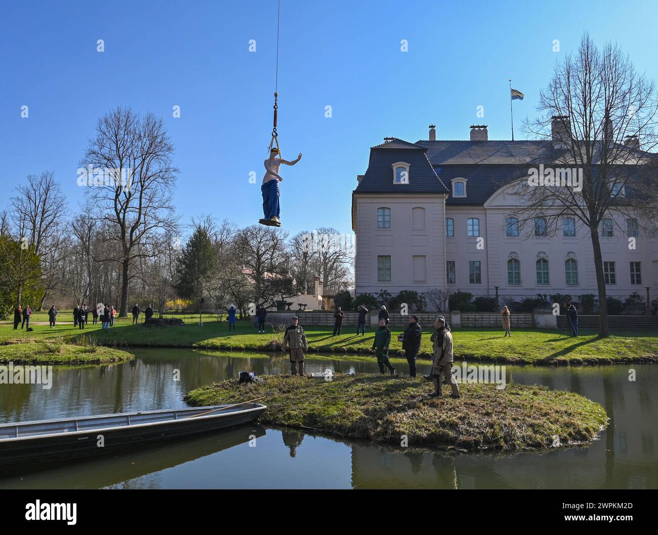 08 March 2024, Brandenburg, Cottbus: The restored sculpture of Venus ...