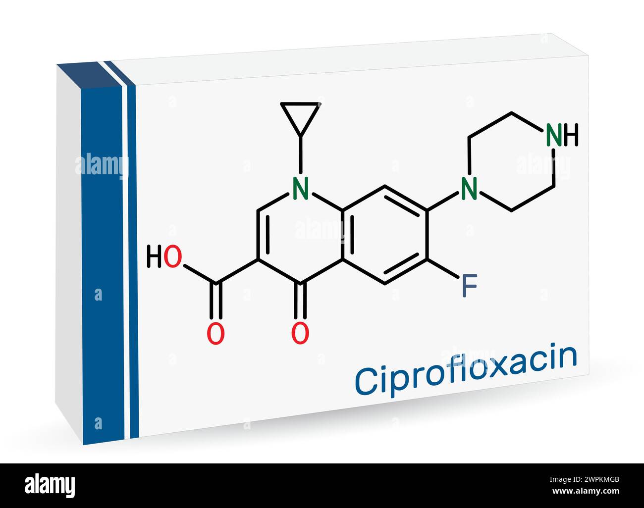 Ciprofloxacin, quinolone molecule. It is a synthetic broad spectrum fluoroquinolone antibiotic ...