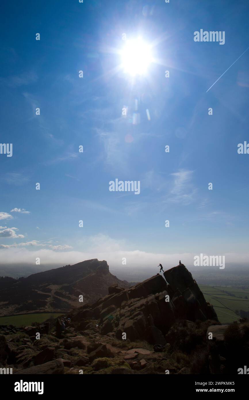 06/03/15 Climbers scale The Roaches to enjoy the Bank Holiday Monday ...