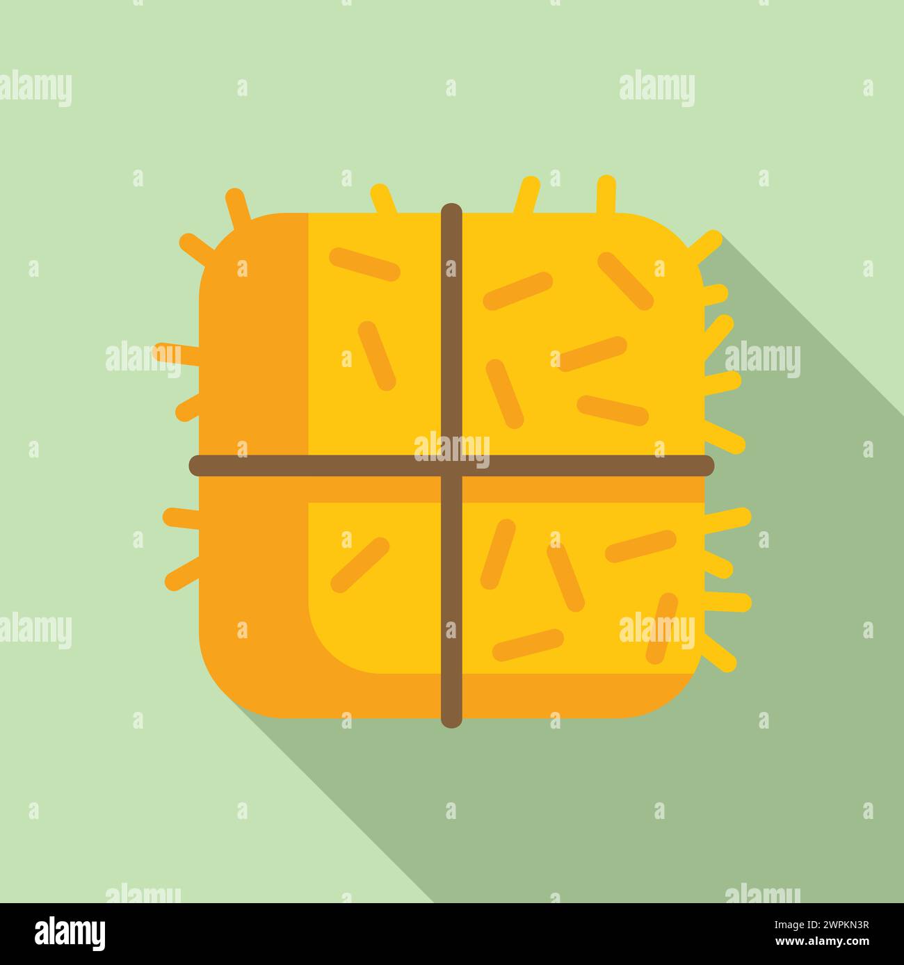 Sack bale hay icon flat vector. Organic feed design. Nature straw stack ...