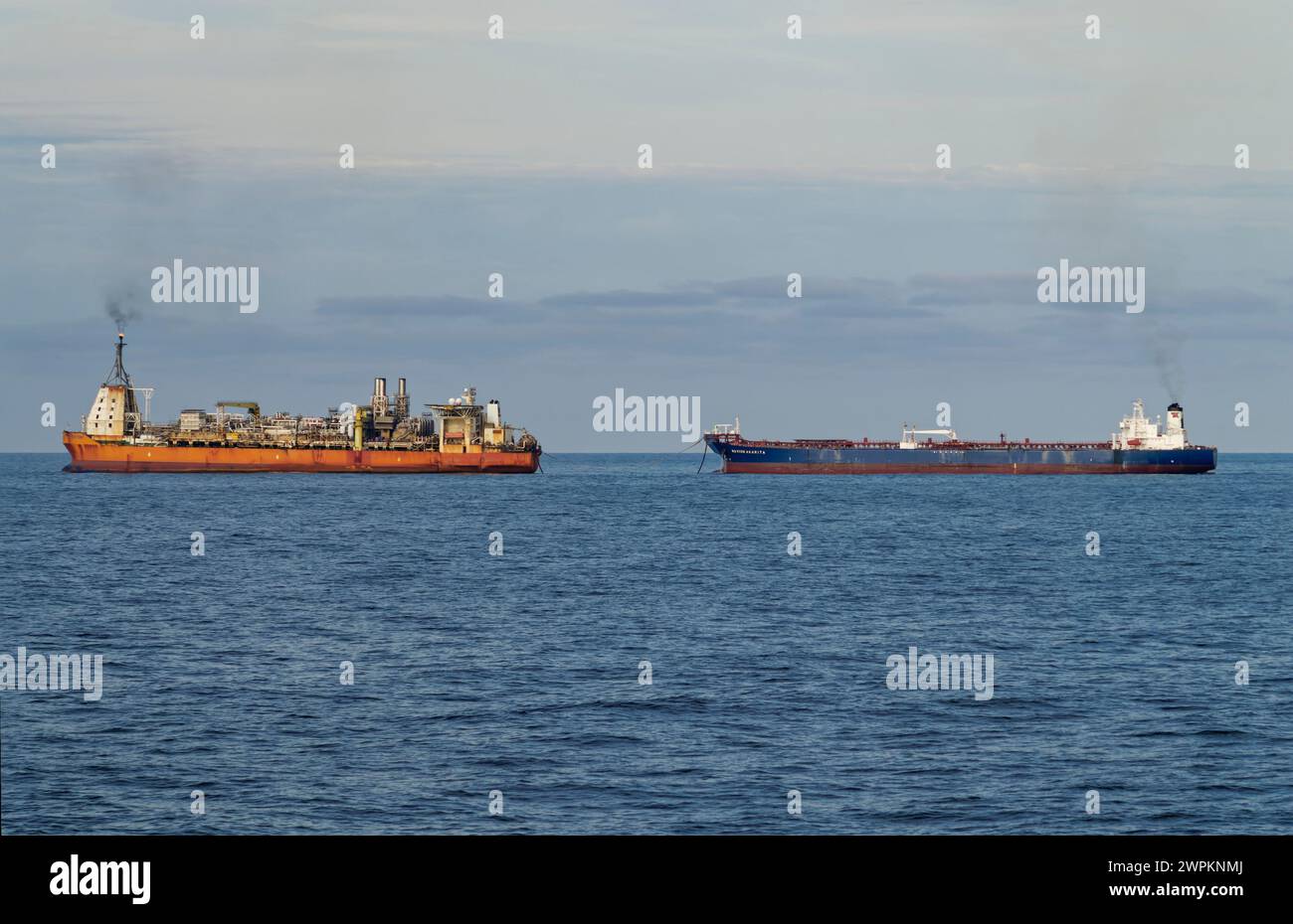 The Triton FPSU moored on its manifold in the North Sea transferring ...