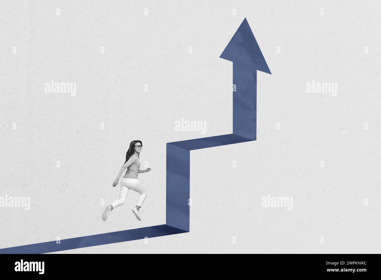 Photo collage artwork minimal picture of purposeful lady running ...