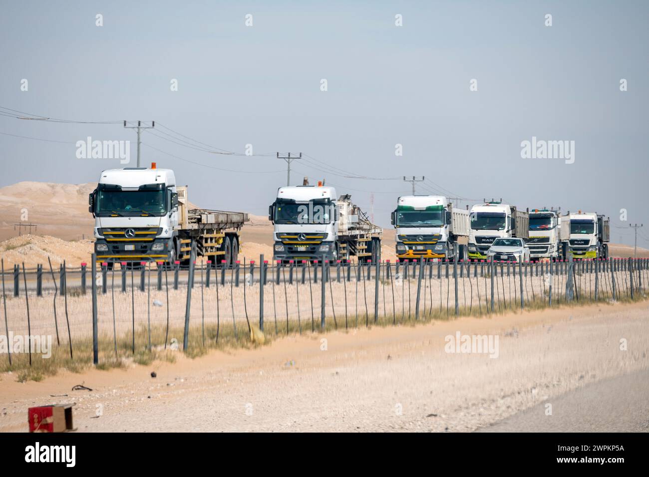 Truck without container on highway, cargo transportation concept ...