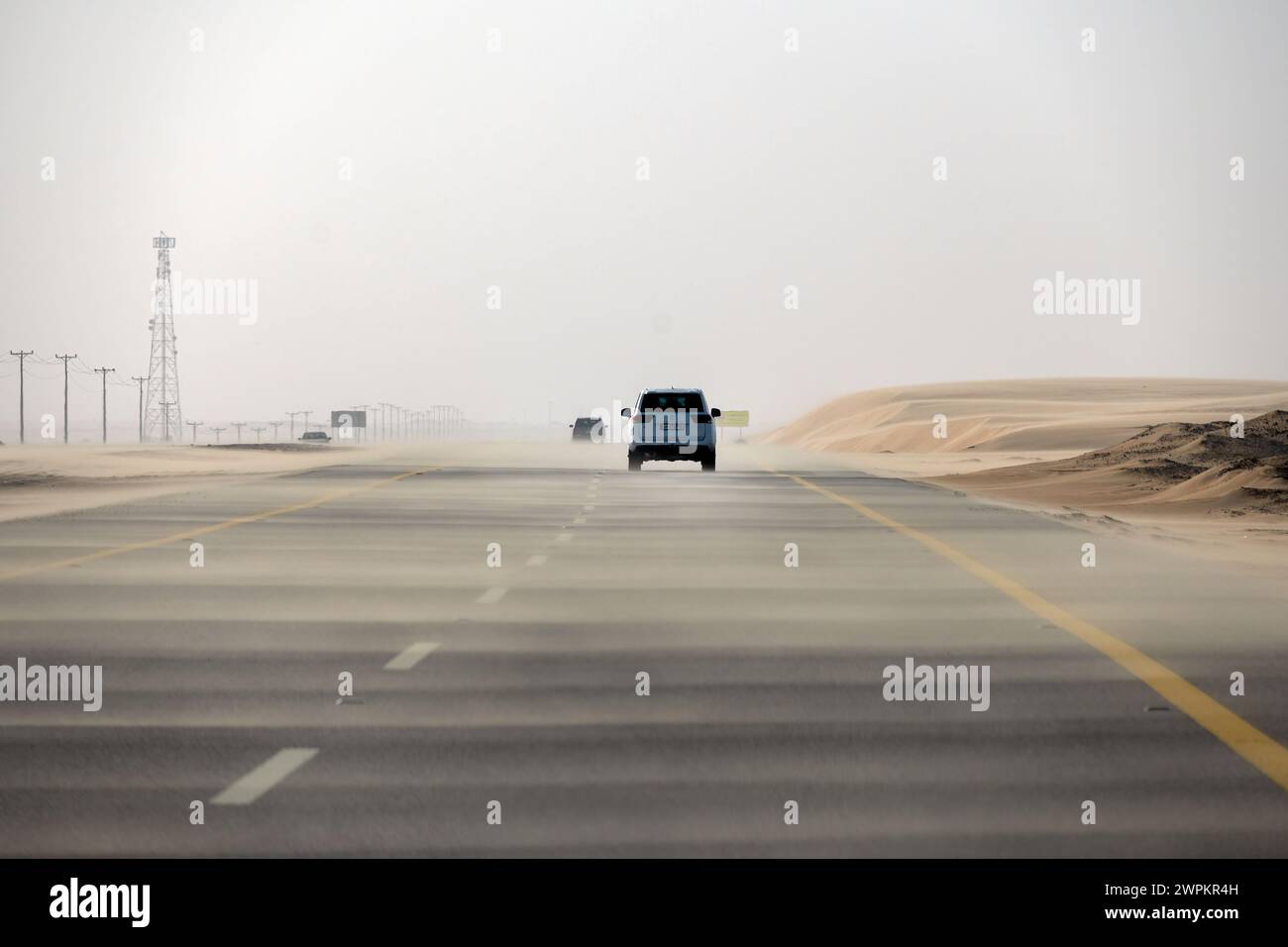 Sandstorm in desert highway hi-res stock photography and images - Alamy