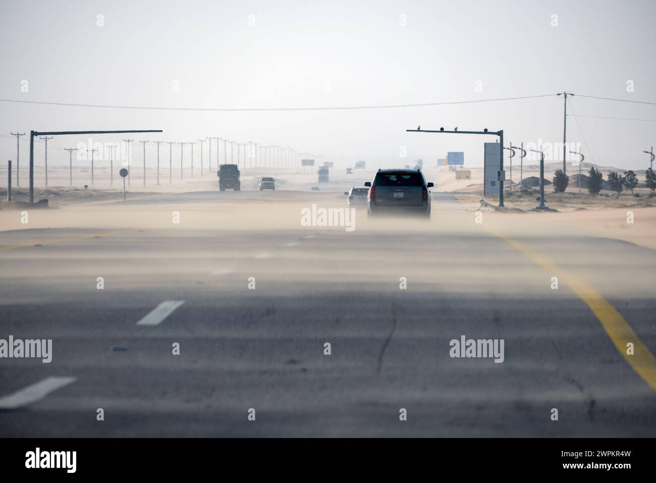 Sandstorm in desert highway hi-res stock photography and images - Alamy