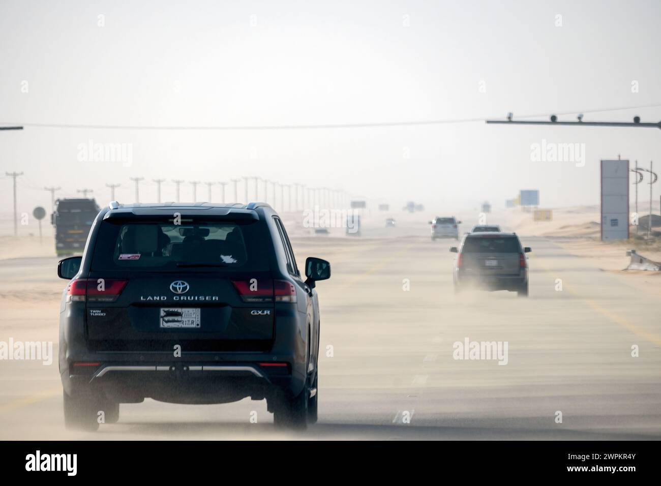 Sandstorm in desert highway hi-res stock photography and images - Alamy