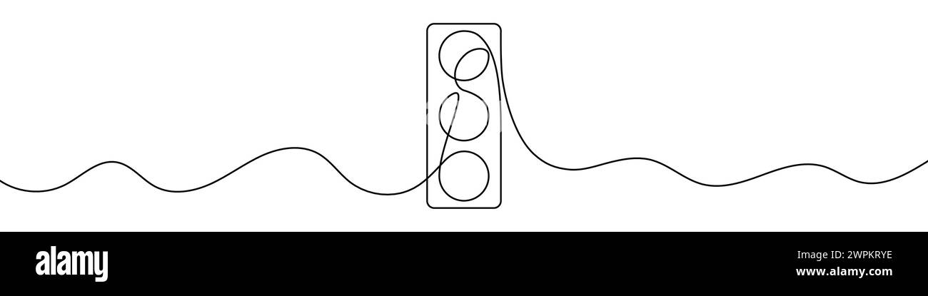 Continuous editable drawing of traffic light. Traffic light in one line ...