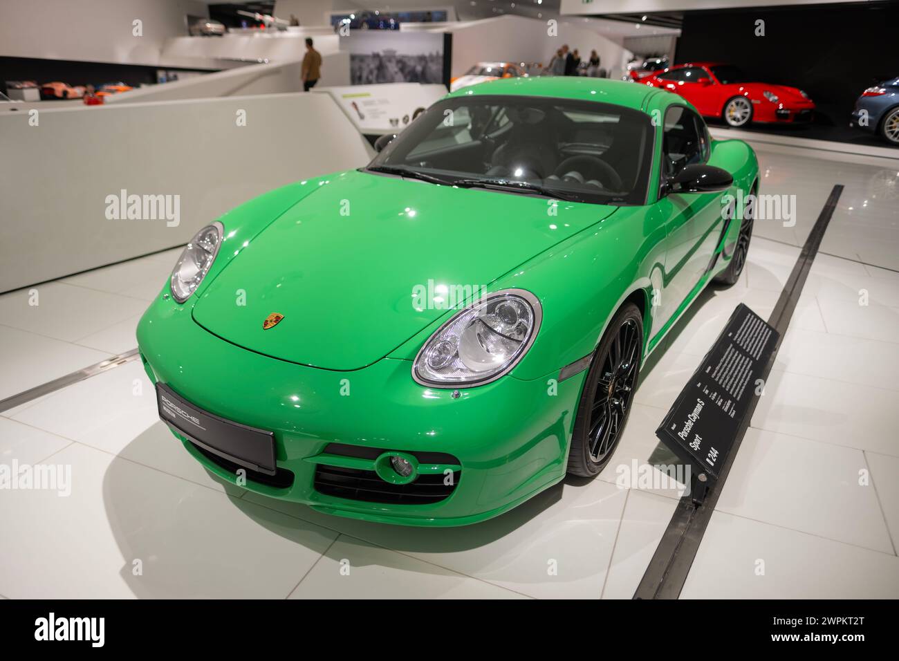 sleek vintage green 2008 Porsche Cayman S Sport on display at museum ...