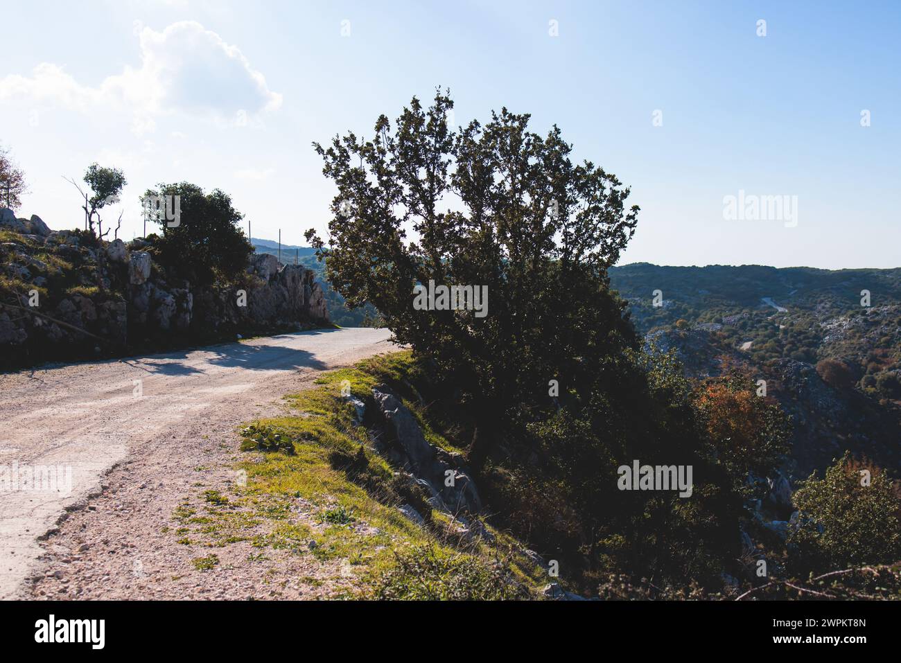 Mount Pantokrator vibrant landscape summit, Thinali, Corfu island ...