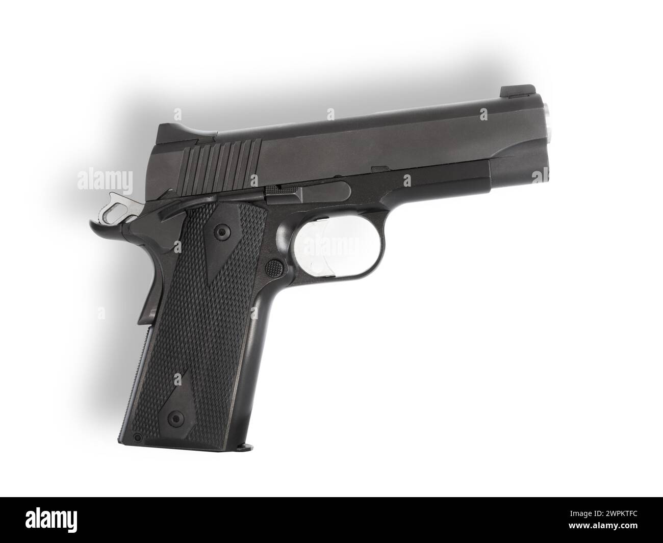 Black semi-automatic handgun with dropshadow behind Stock Photo - Alamy