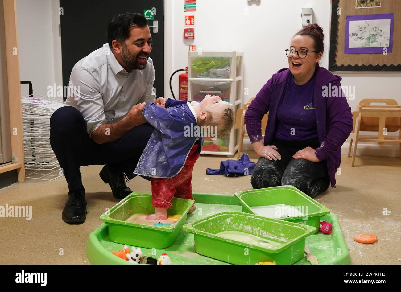 First Minister Humza Yousaf during a visit to TASK Childcare in Glasgow to mark International ...