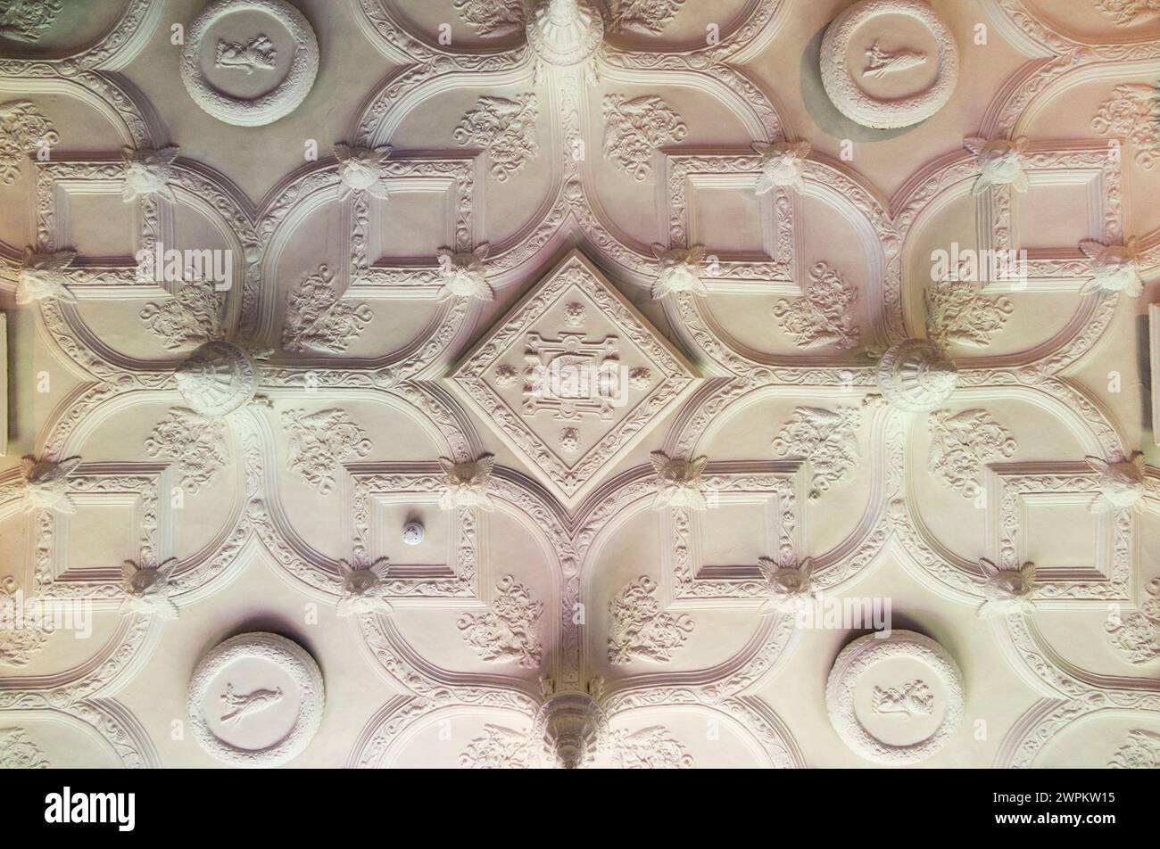 Plaster Ceiling of the great chamber, from 1599, at Broughton Castle ...