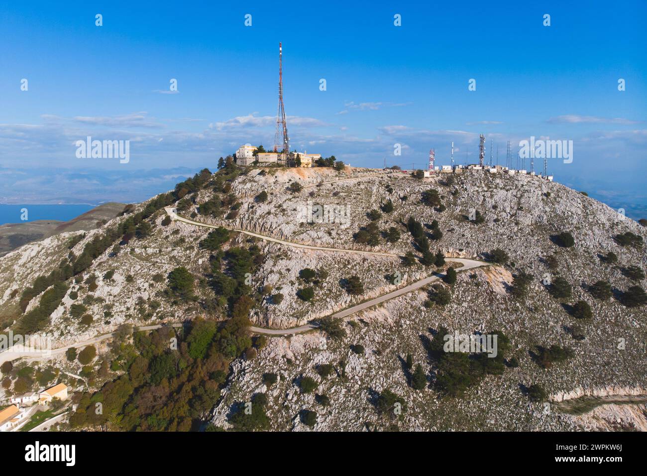 Mount Pantokrator vibrant landscape summit, Thinali, Corfu island ...