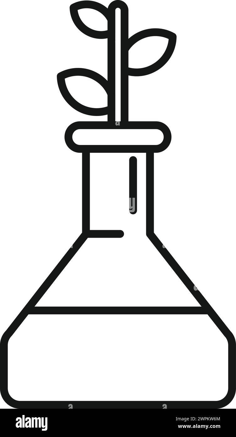 Bio plant flask icon outline vector. Technology experiment. Element ...