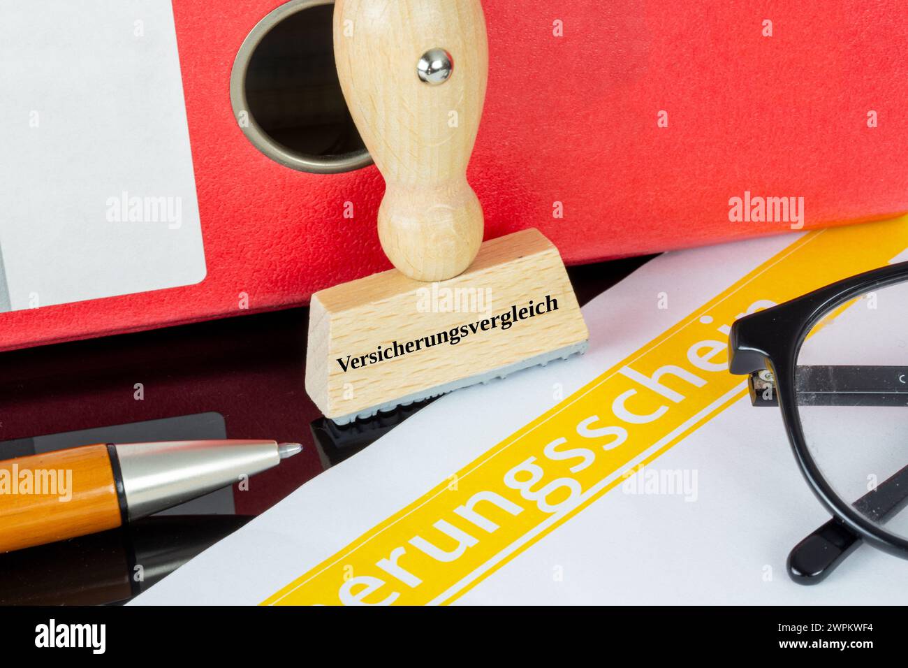 Symbol image insurance comparison: Stamp on an insurance policy Stock ...