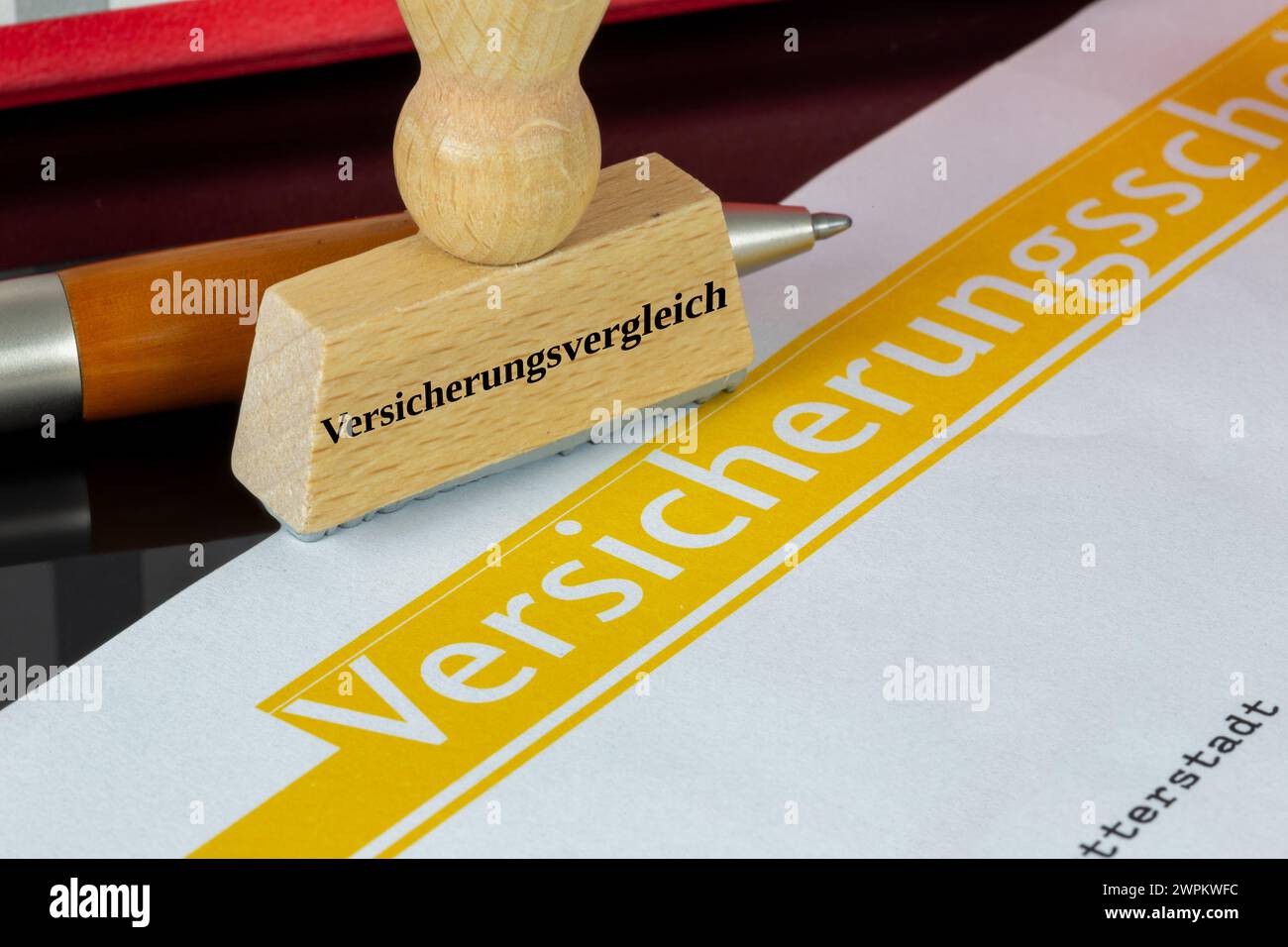 Symbol image insurance comparison: Stamp on an insurance policy Stock ...