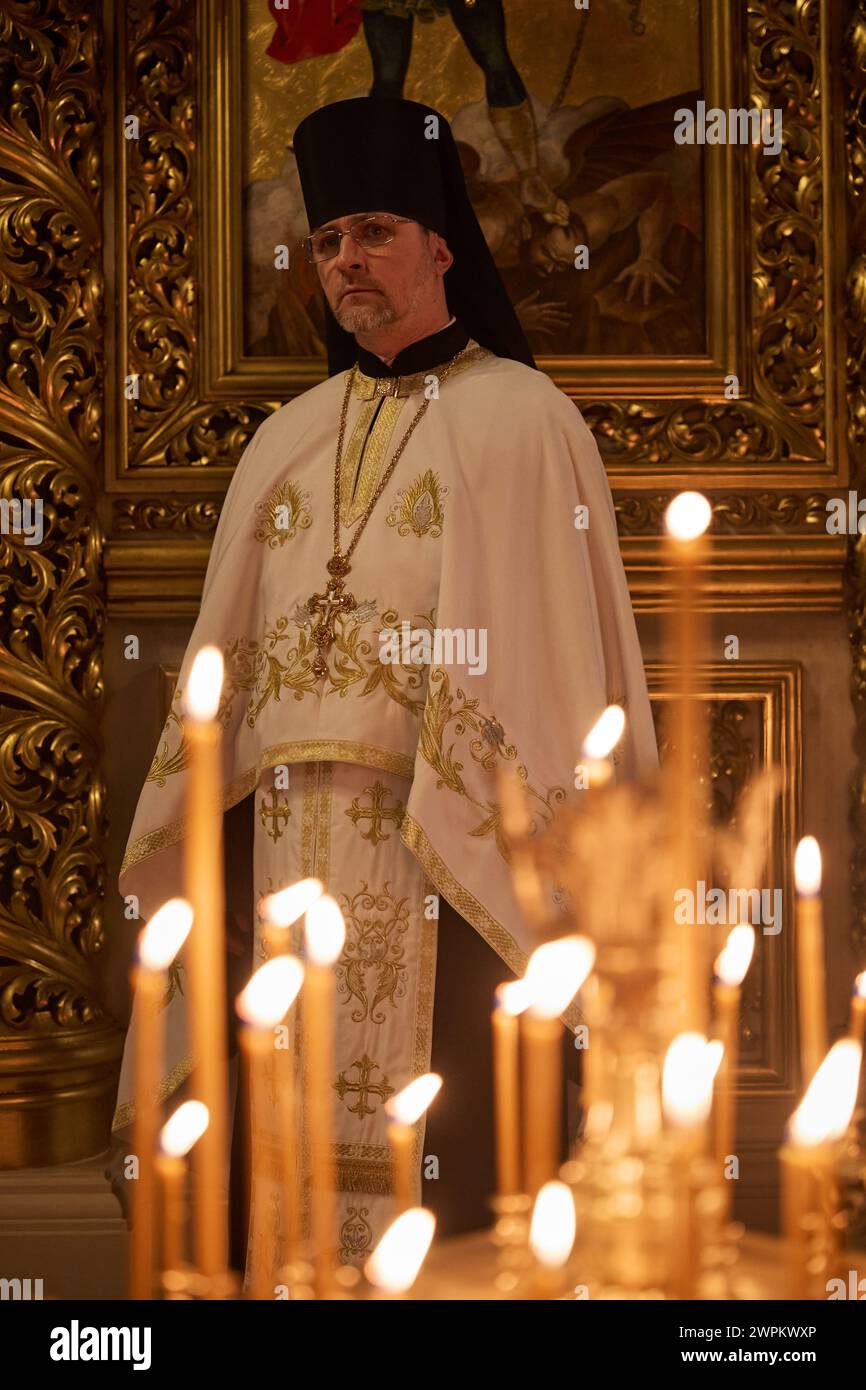Ukrainian Orthodox Christian priest in the Saint Michael's Gold-Top ...