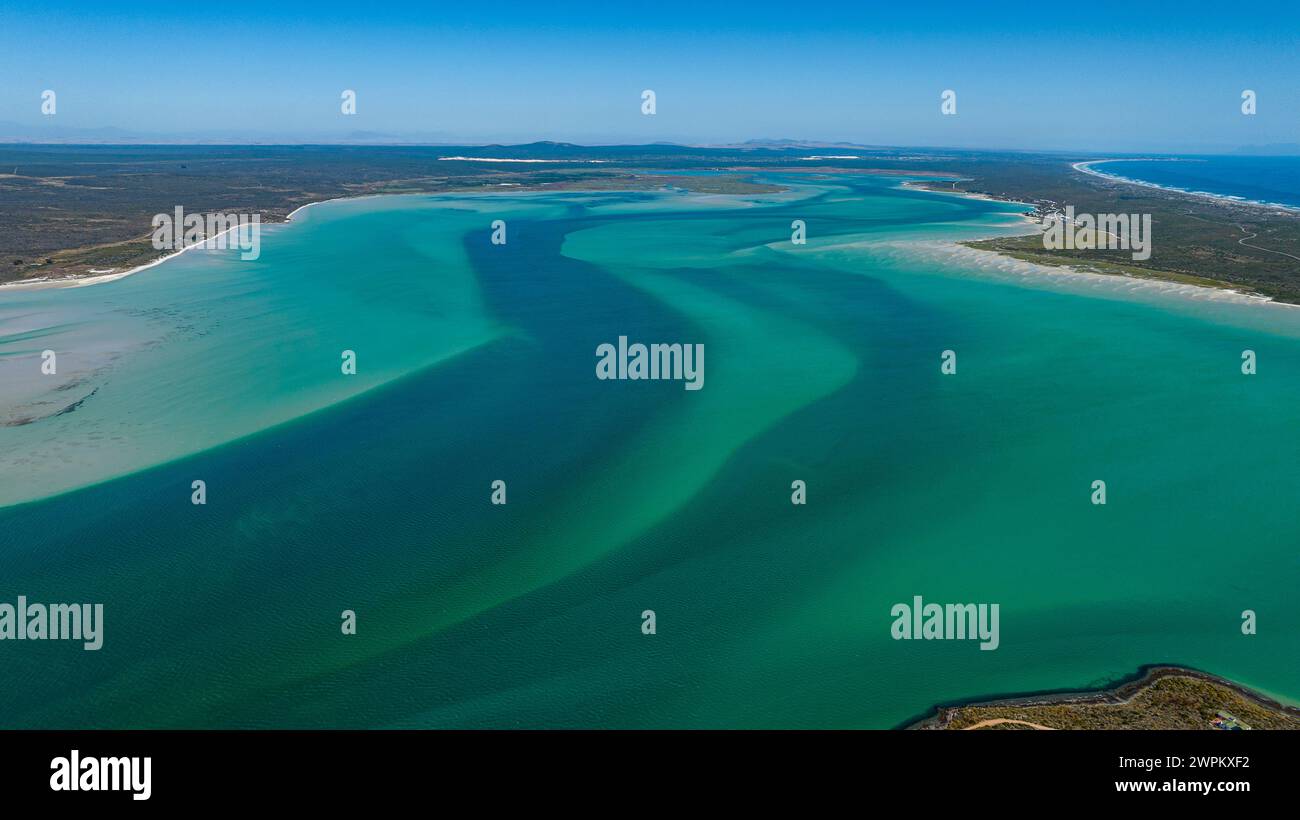 Aerial of the Langebaan Lagoon Marine Protected Area, West Coast ...