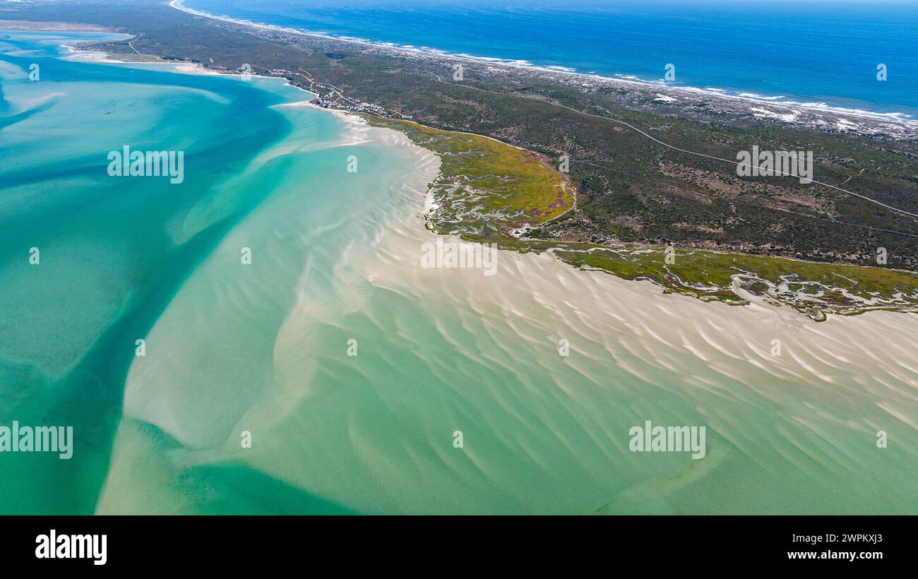 Aerial of the Langebaan Lagoon Marine Protected Area, West Coast ...