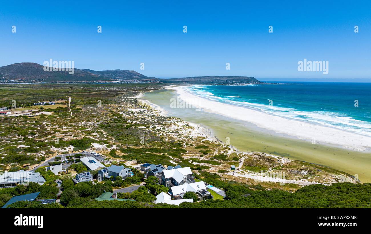 Aerial of Noordhoekstrand (Noordhoek Beach), Cape Town, Cape Peninsula ...