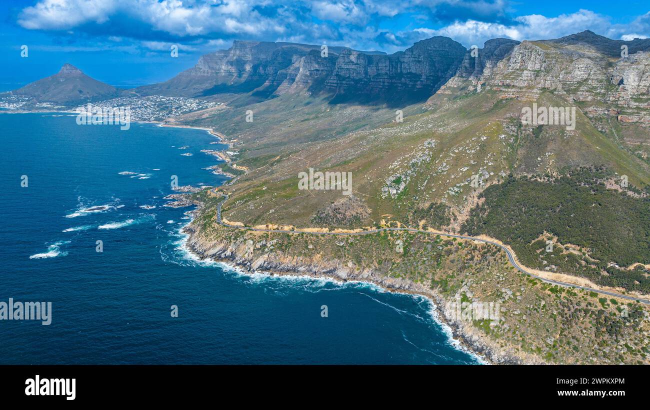 Aerial of Chapman´s Peak drive, Cape Town, Cape Peninsula, South Africa ...