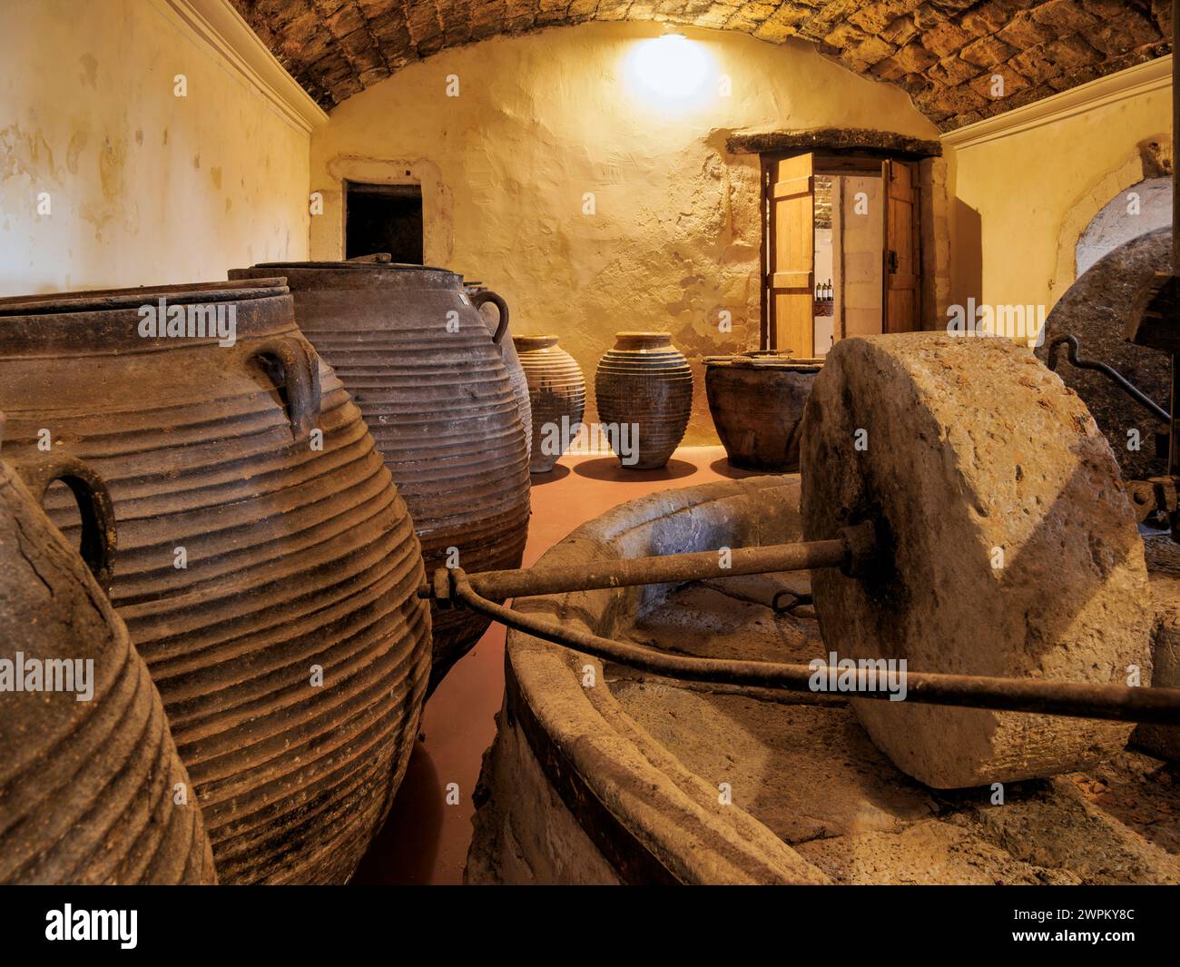 Agia Triada Monastery Wine Cellar, interior, Akrotiri Peninsula, Chania ...