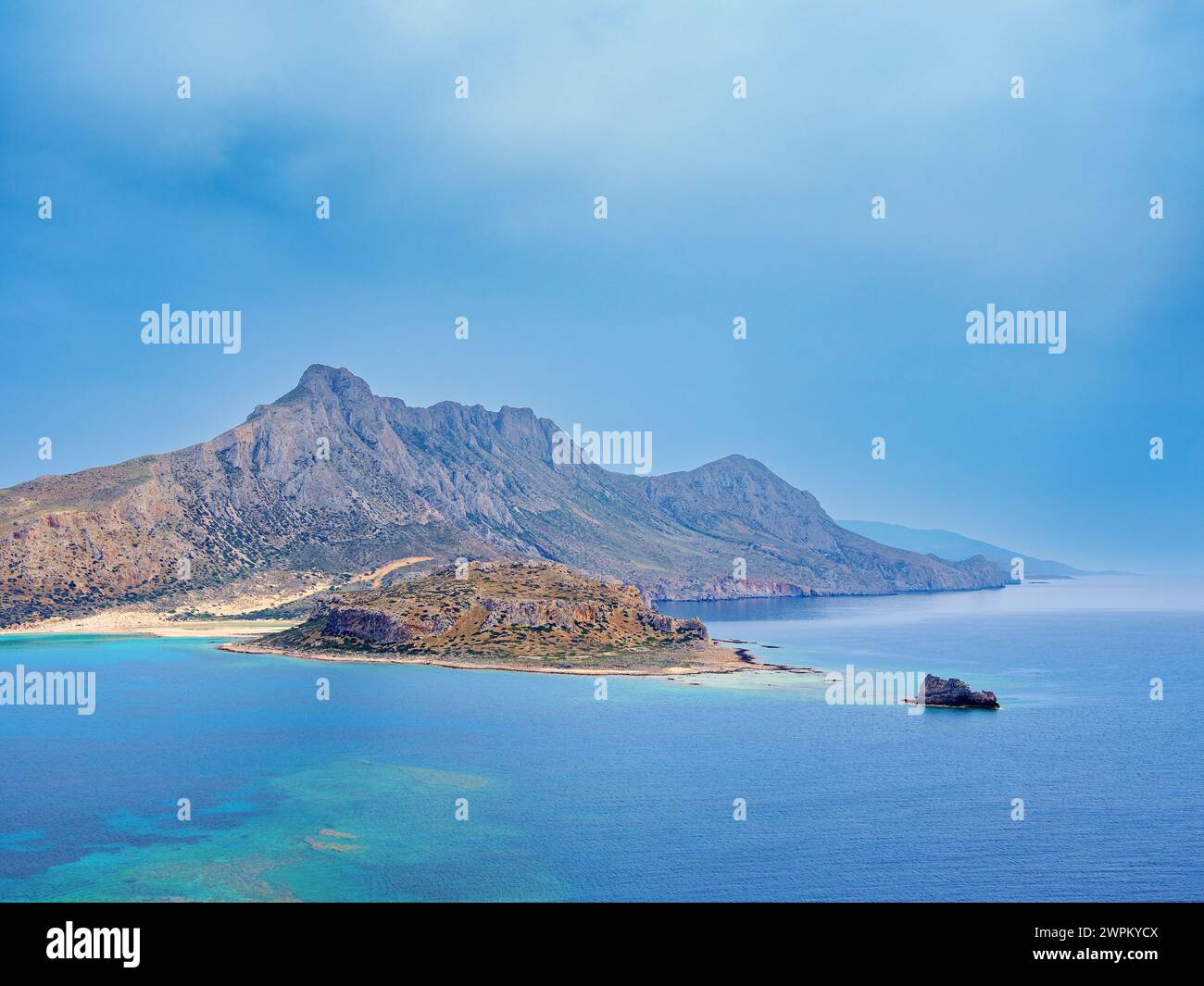 View towards the Balos Lagoon, Gramvousa Peninsula, Chania Region ...