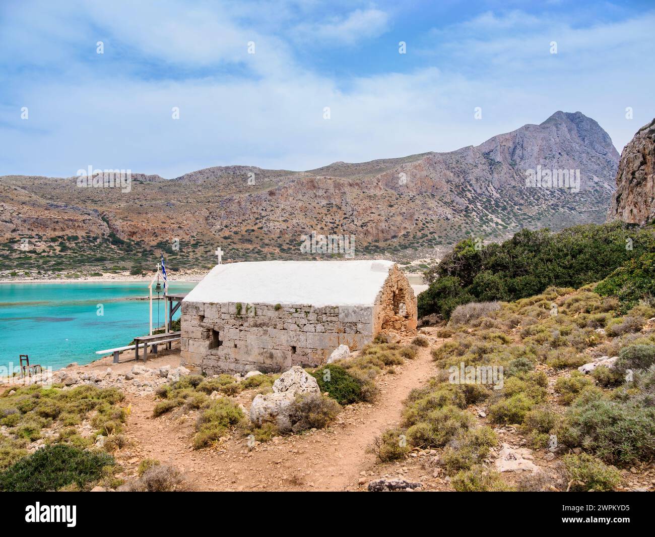 Chapel of All Saints at Cape Tigani, Balos Lagoon, Gramvousa Peninsula ...