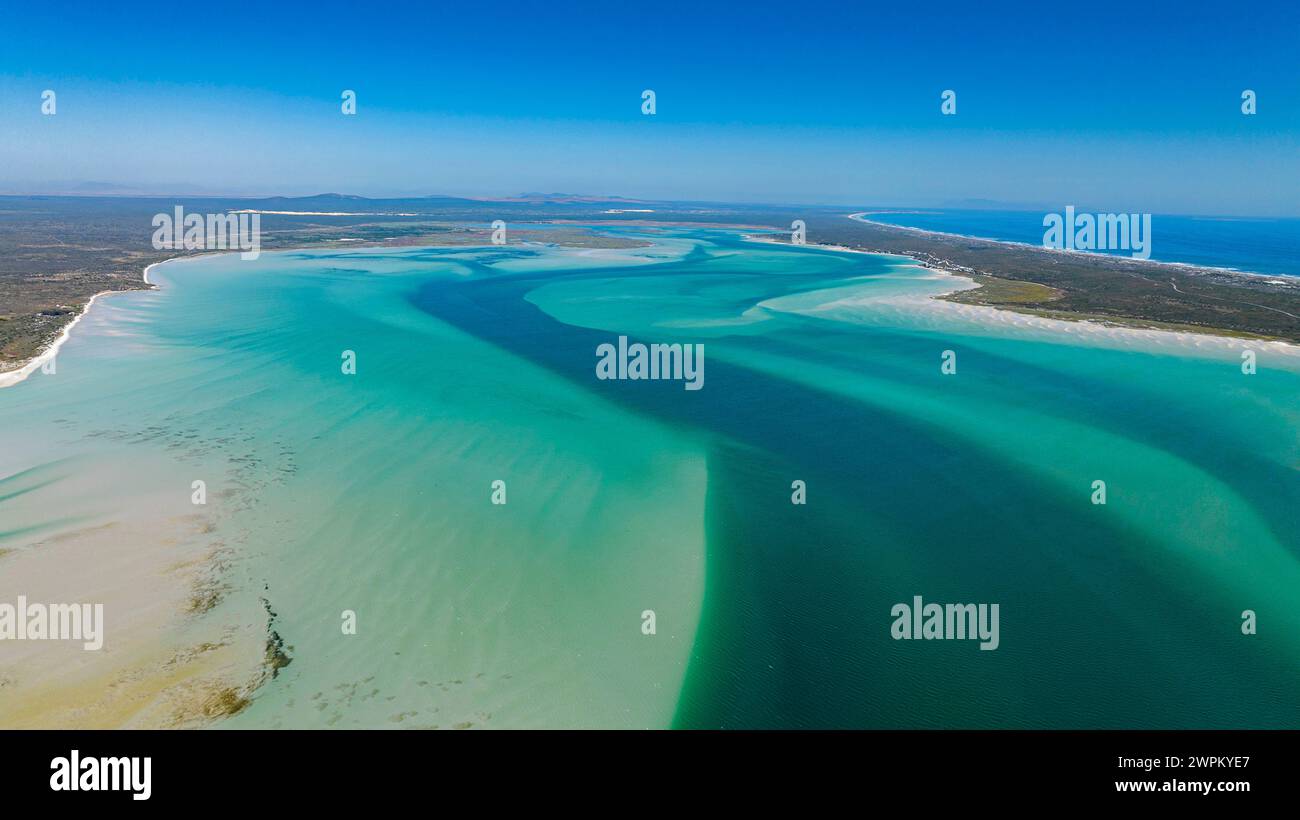 Aerial of the Langebaan Lagoon Marine Protected Area, West Coast ...