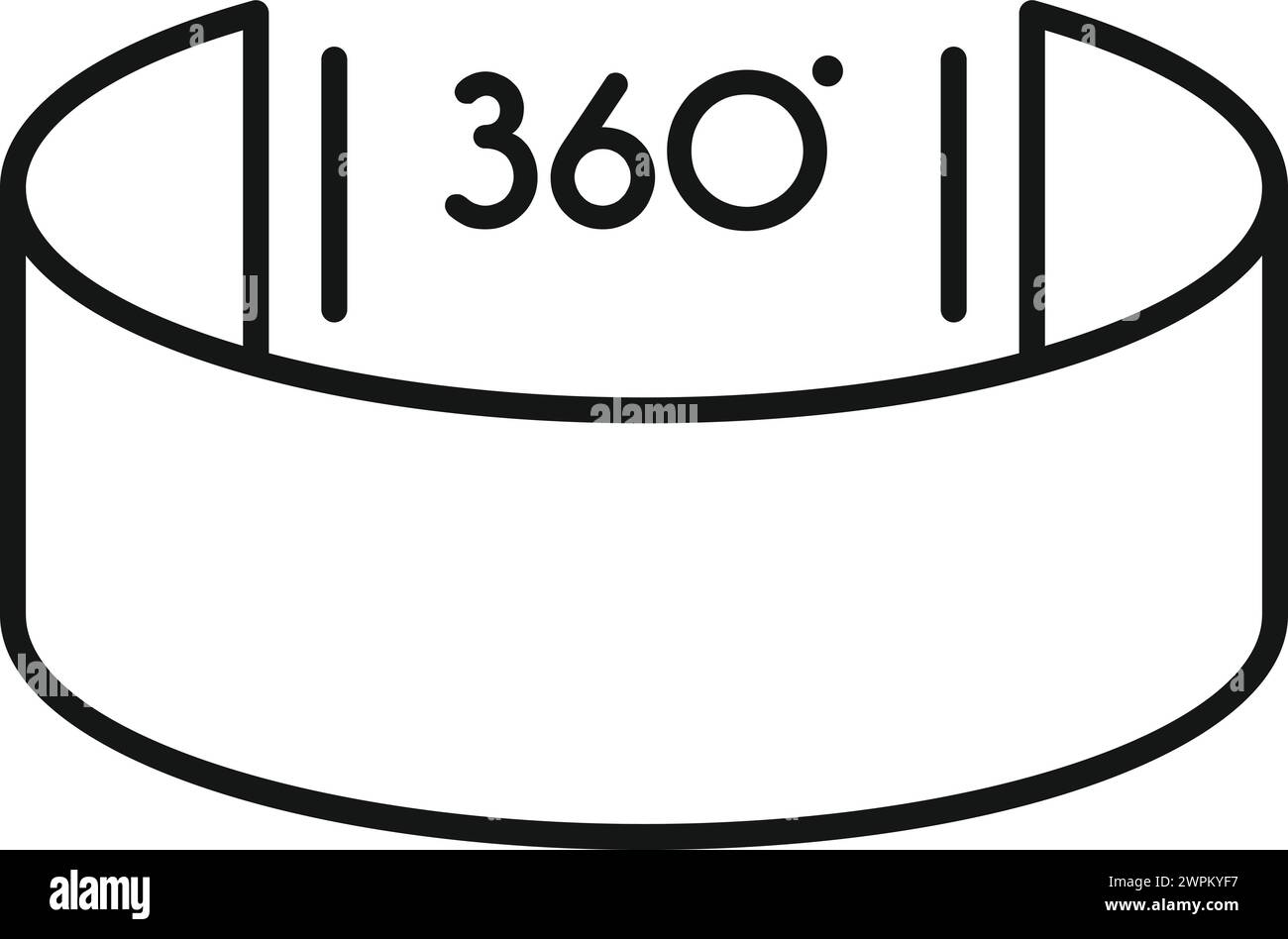360 degree tour icon outline vector. Video arrow app. Camera wide cloud ...