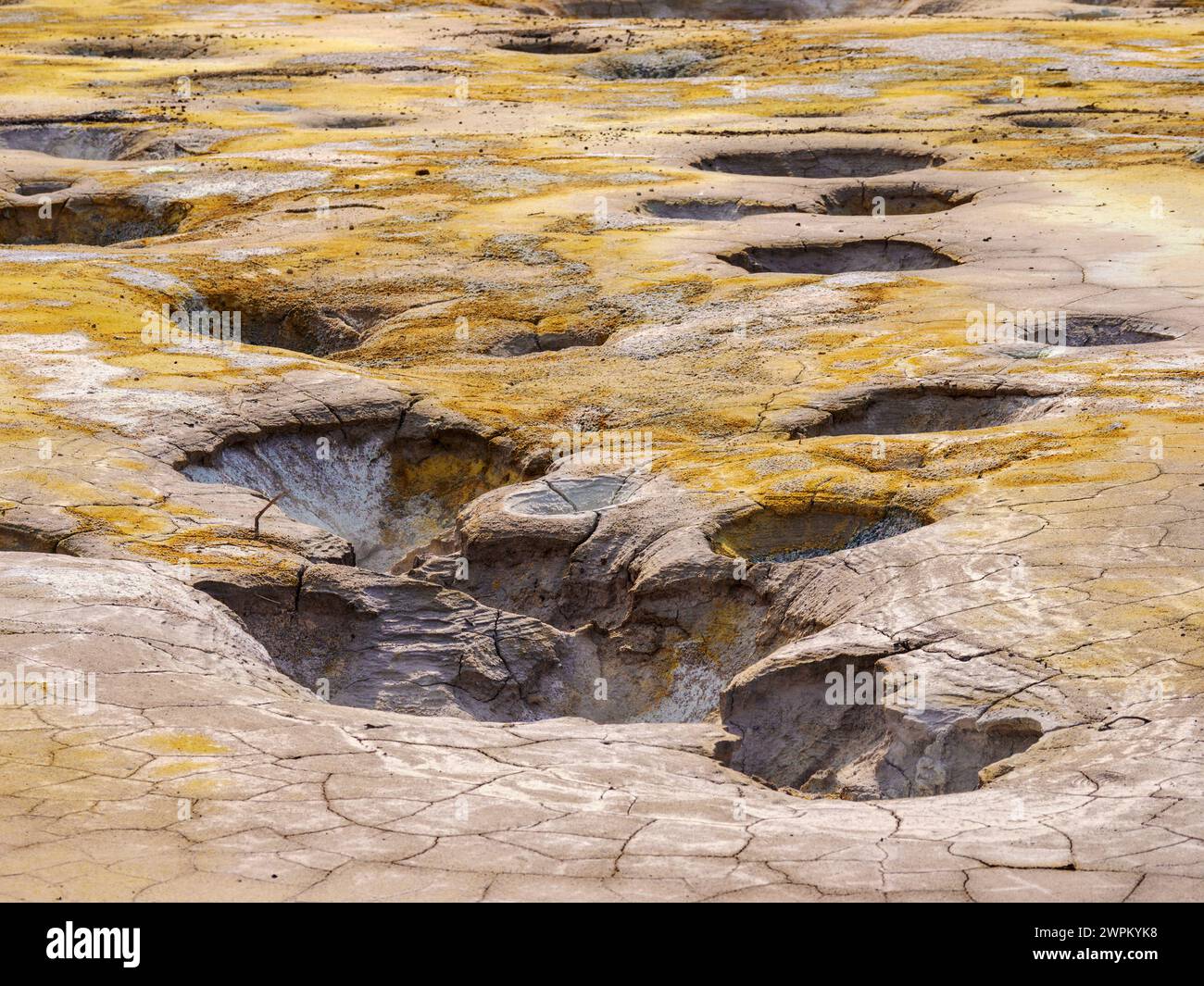 Sulphur at the Stefanos Volcano Crater, detailed view, Nisyros Island ...