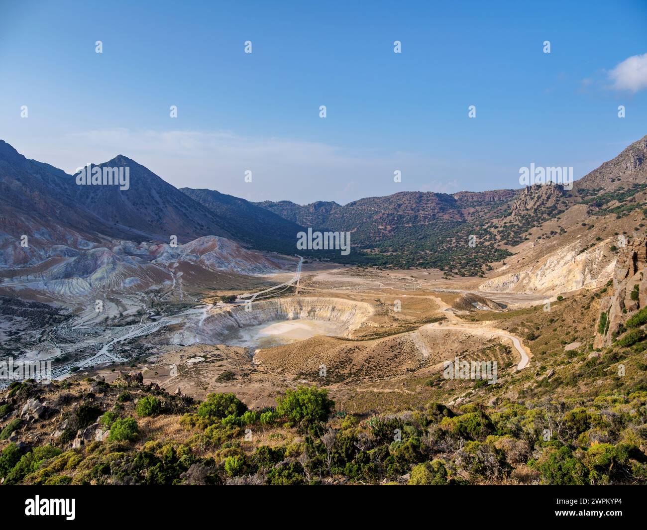 Stefanos Volcano Crater, elevated view, Nisyros Island, Dodecanese ...