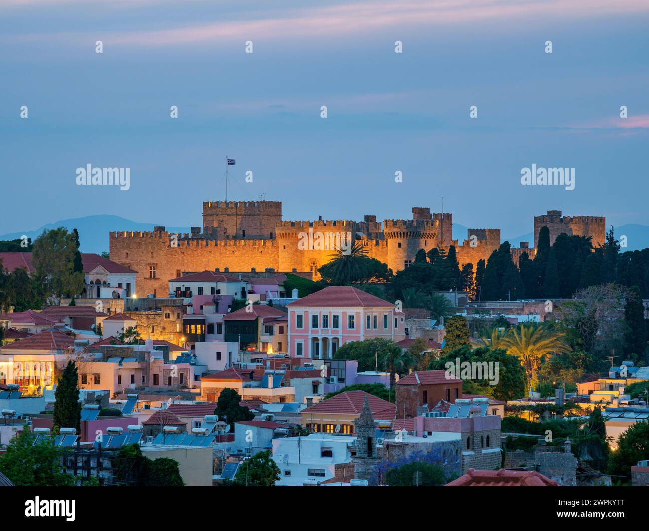 Palace of the Grand Master of the Knights of Rhodes at dusk, UNESCO ...