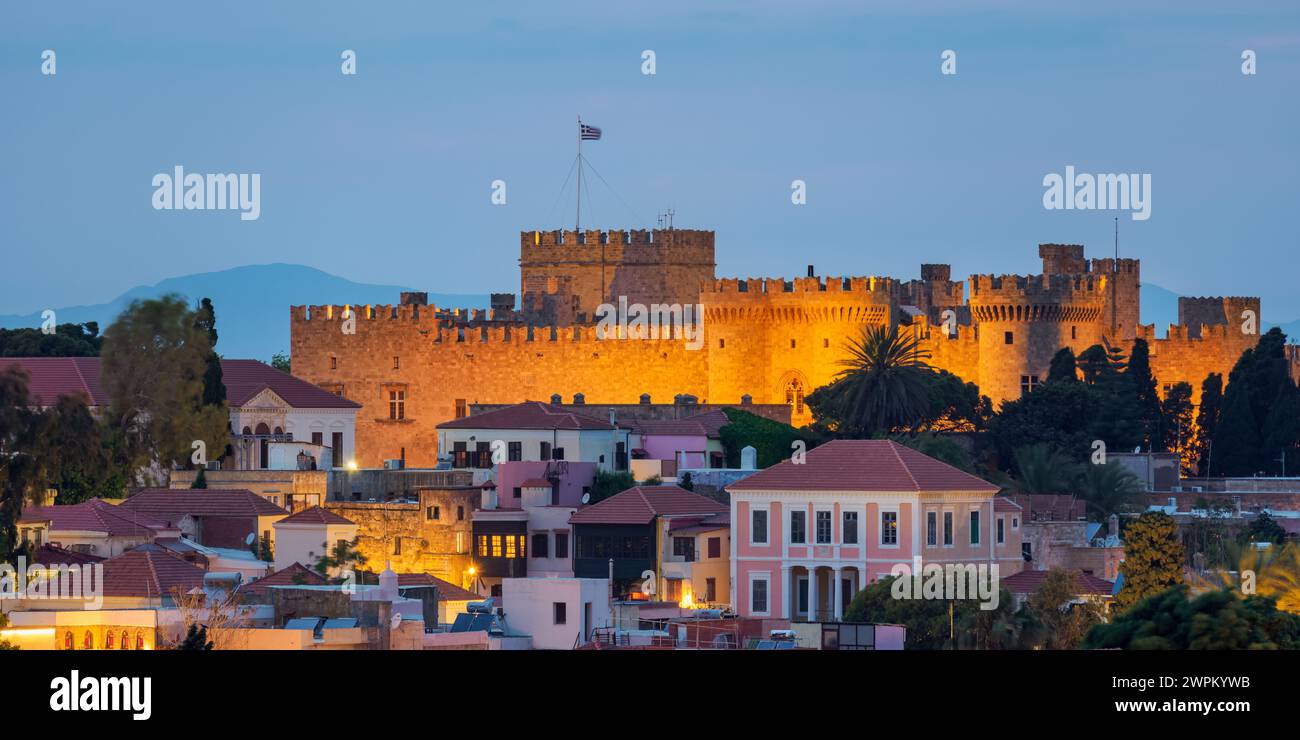 Palace of the Grand Master of the Knights of Rhodes at dusk, UNESCO ...