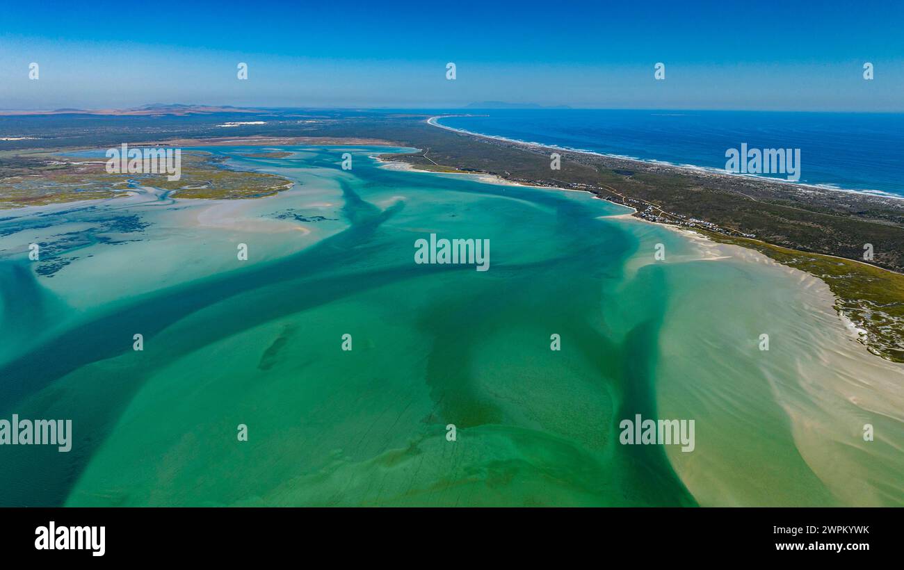 Aerial of the Langebaan Lagoon Marine Protected Area, West Coast ...