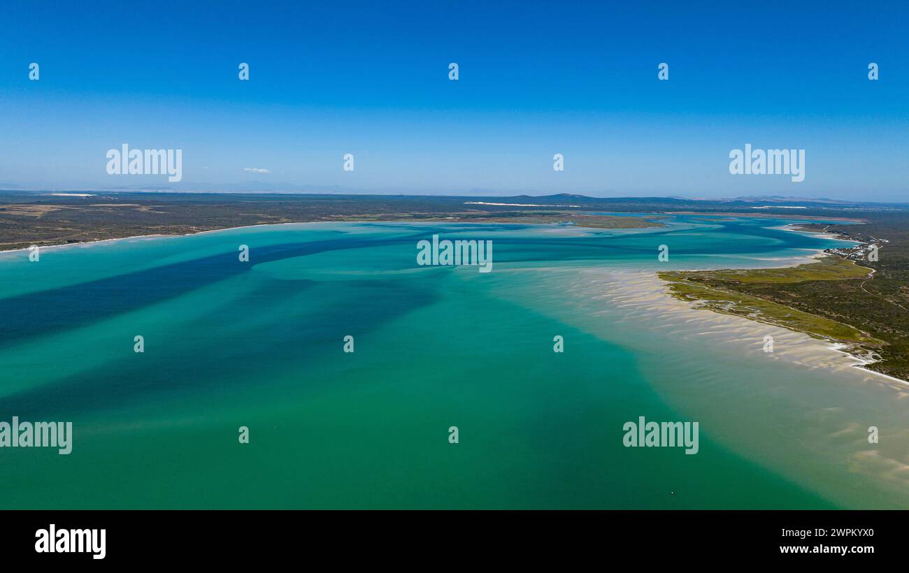 Aerial of the Langebaan Lagoon Marine Protected Area, West Coast ...