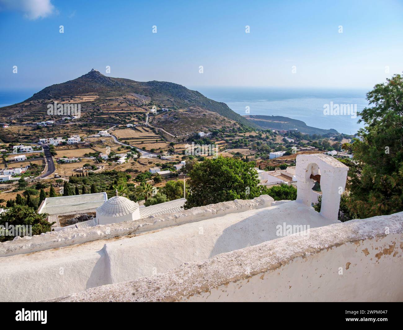 Whitewashed Churches of Patmos Chora, elevated view, Patmos Island ...