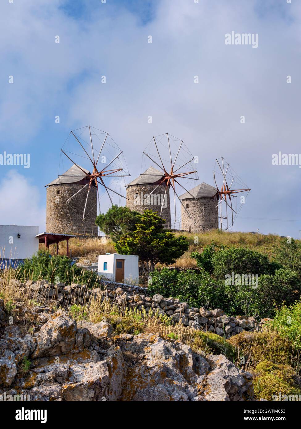 Windmills of Patmos Chora, Patmos Island, Dodecanese, Greek Islands ...