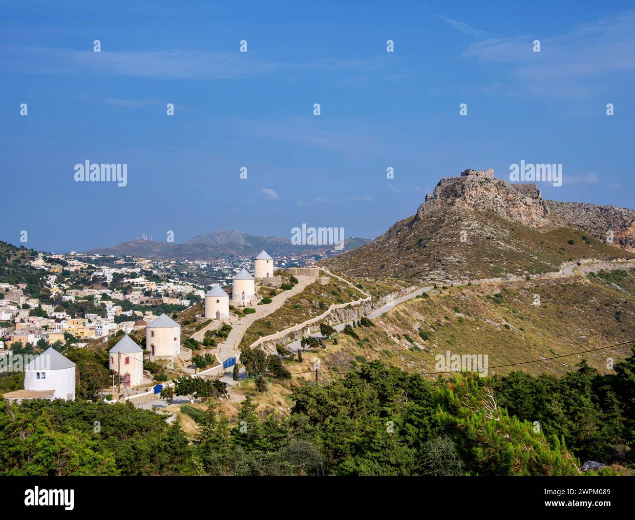 Medieval Castle and Windmills of Pandeli, Leros Island, Dodecanese ...