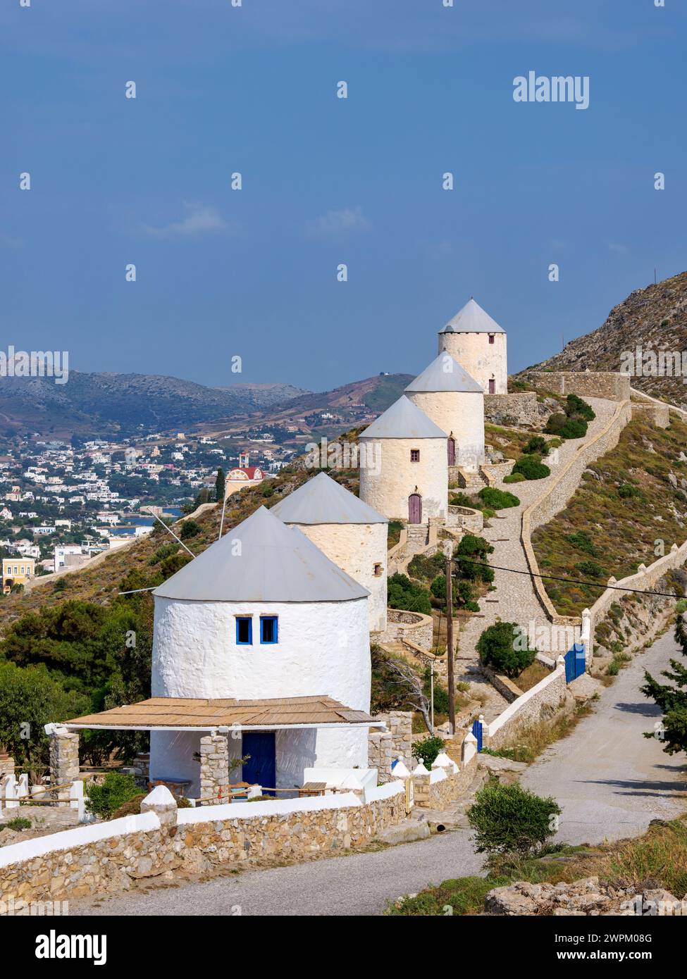 Windmills of Pandeli, Leros Island, Dodecanese, Greek Islands, Greece ...