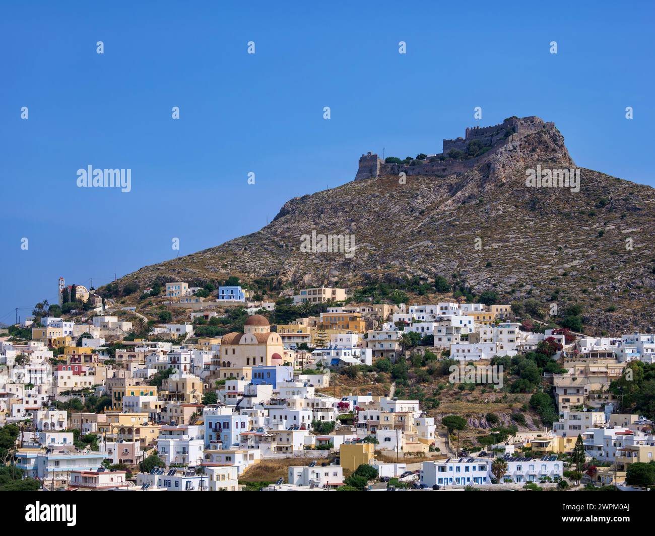Platanos and Medieval Castle of Pandeli, Agia Marina, Leros Island ...