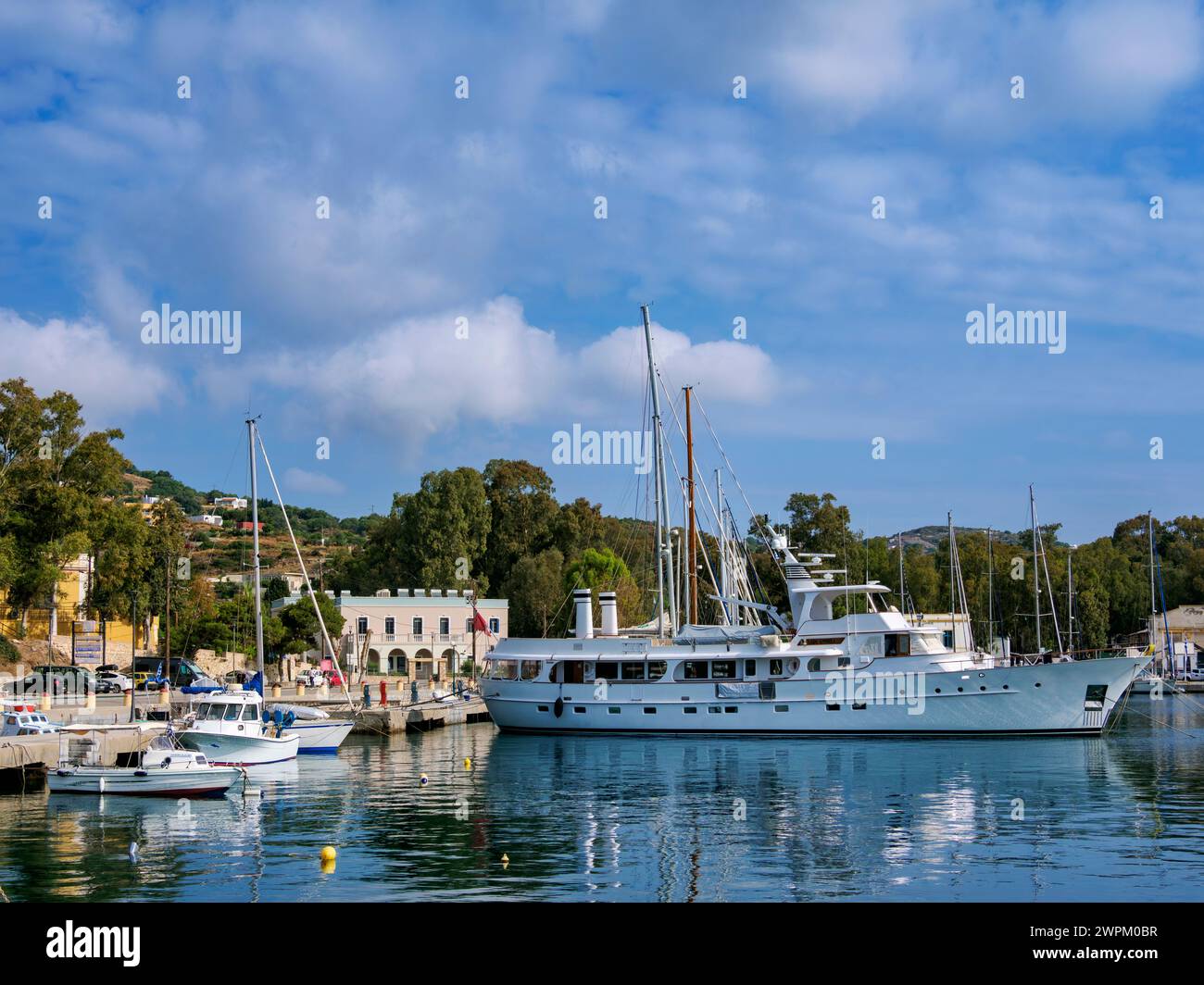 Port in Lakki Town, Leros Island, Dodecanese, Greek Islands, Greece ...