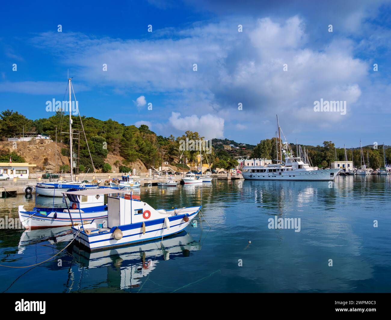 Port in Lakki Town, Leros Island, Dodecanese, Greek Islands, Greece ...
