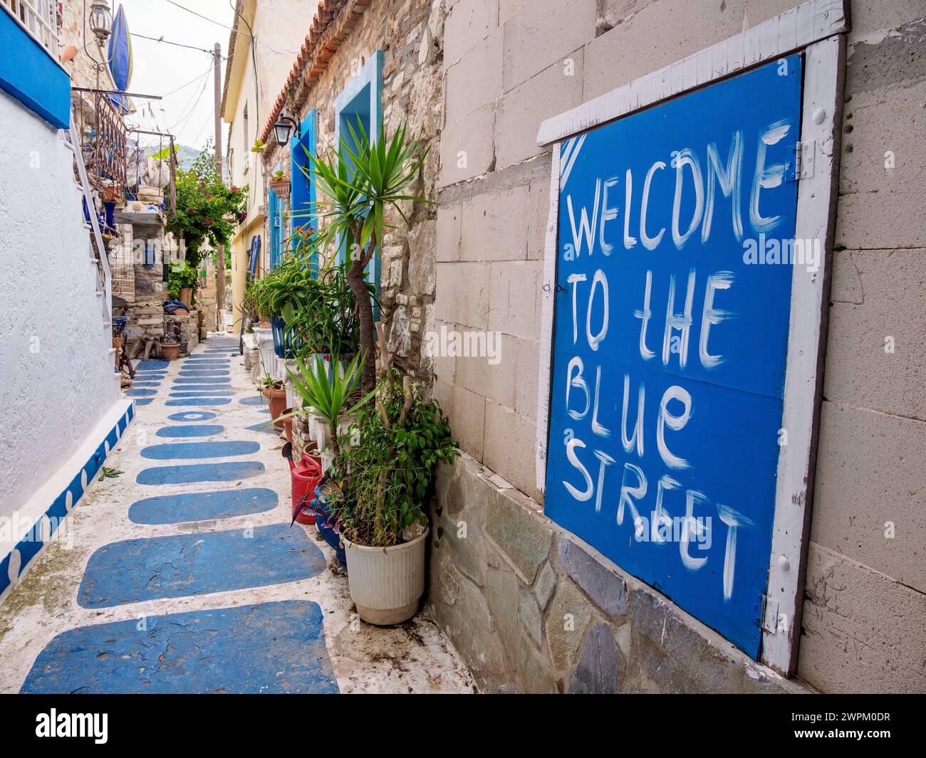 The Blue Street, Pythagoreio, Samos Island, North Aegean, Greek Islands ...