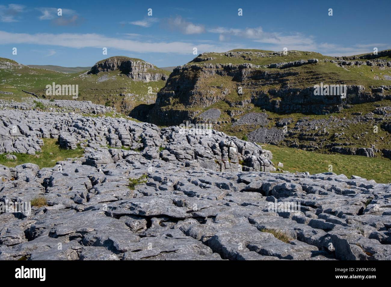 Limestone Pavement above Watlowes Dry Valley, near Malham, Yorkshire ...