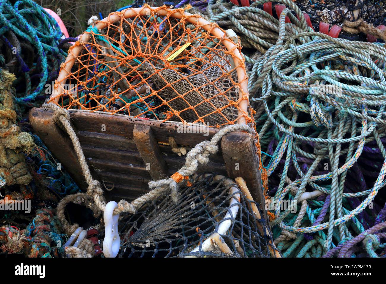 Lobster pots, Craster, Northumberland, England, United Kingdom, Europe Stock Photo - Alamy