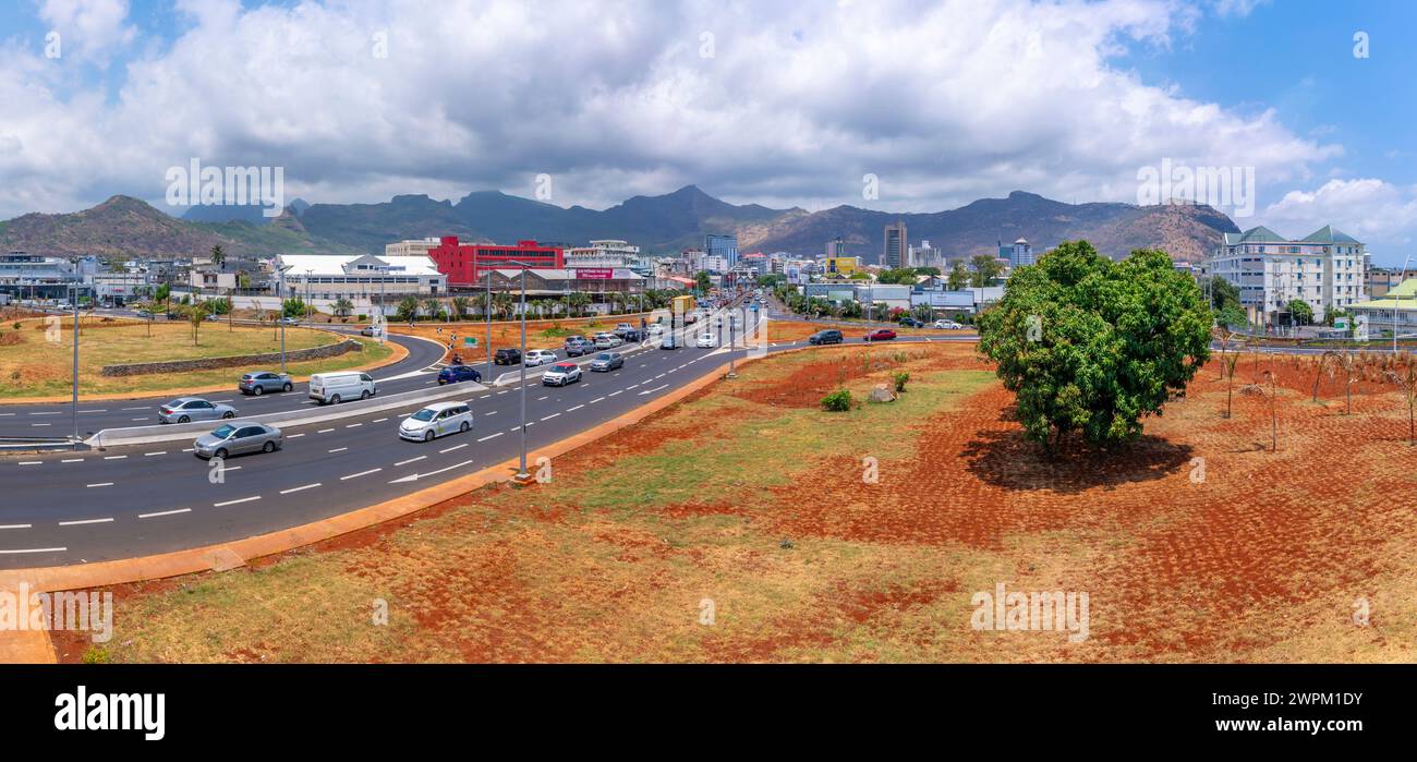 View of city skyline and mountainous backdrop of Port Louis, Port Louis ...