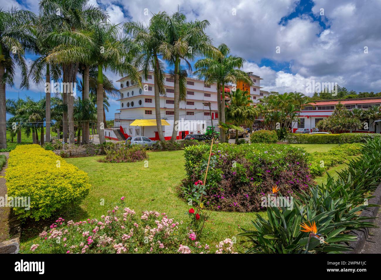 View of exterior of Bois Cheri Tea Factory, Savanne District, Mauritius ...