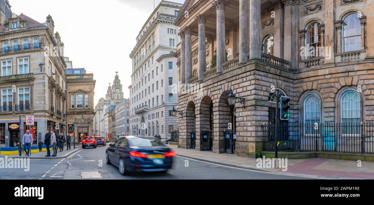 View of Royal Liver Building and Town Hall, Liverpool City Centre ...
